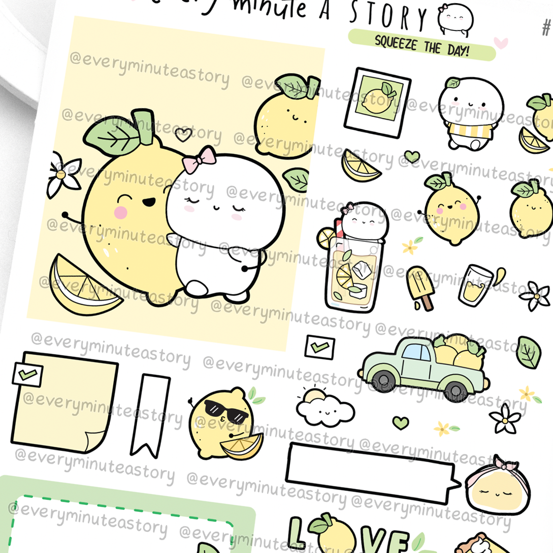 Squeeze the day lemon stickers – Every Minute A Story