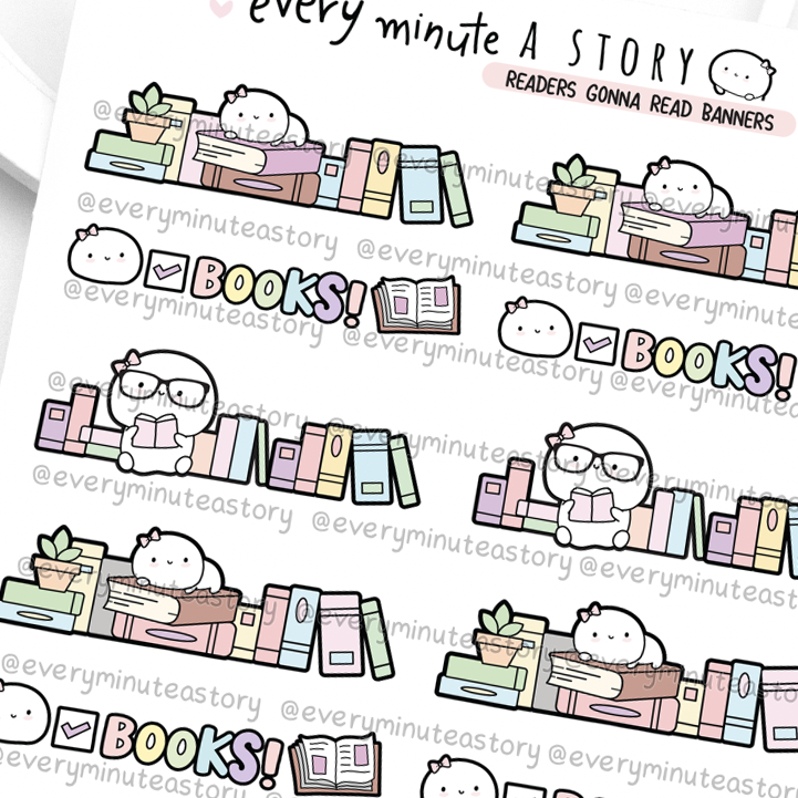 Readers gonna read deco banners, reading – Every Minute A Story