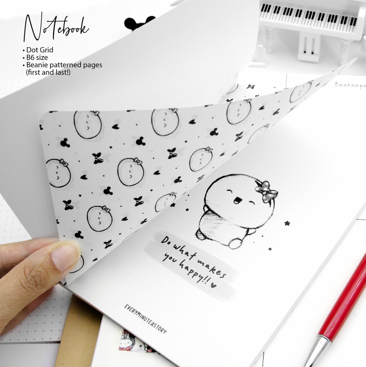 Never Stop Dreaming B6 Beanie Notebook, dot grid (Low stock, Limit 1/o ...