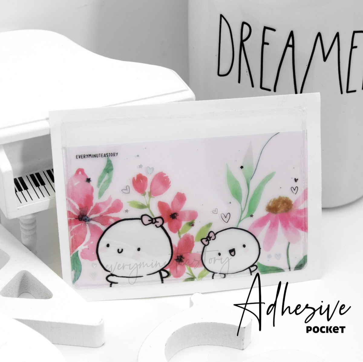Pink bloom watercolor flowers adhesive pocket - Limited Stock! – Every ...