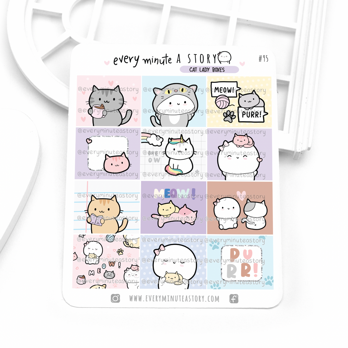 Cat lady deco boxes planner stickers – Every Minute A Story