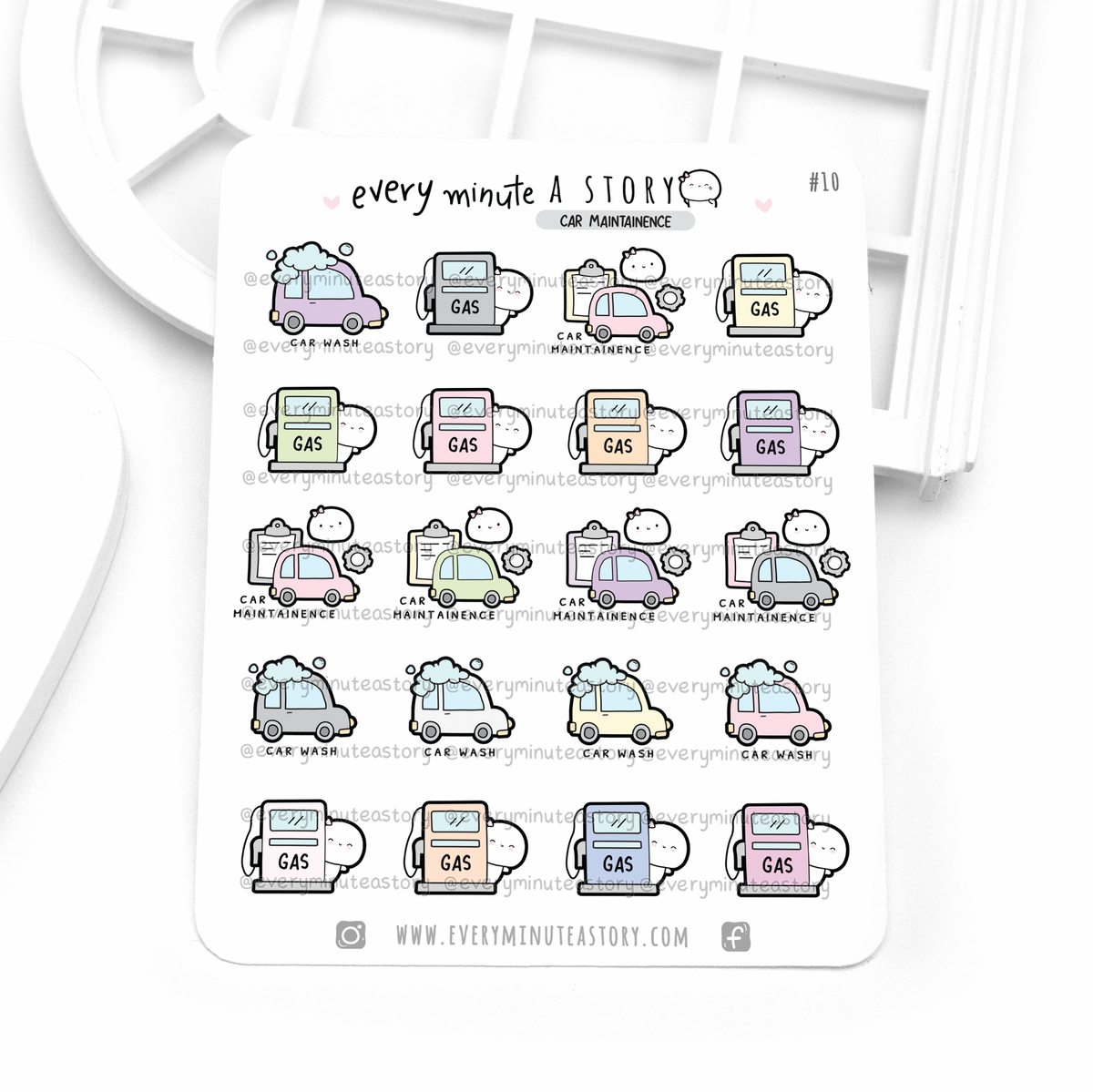 Car Maintenance stickers, gas stickers – Every Minute A Story