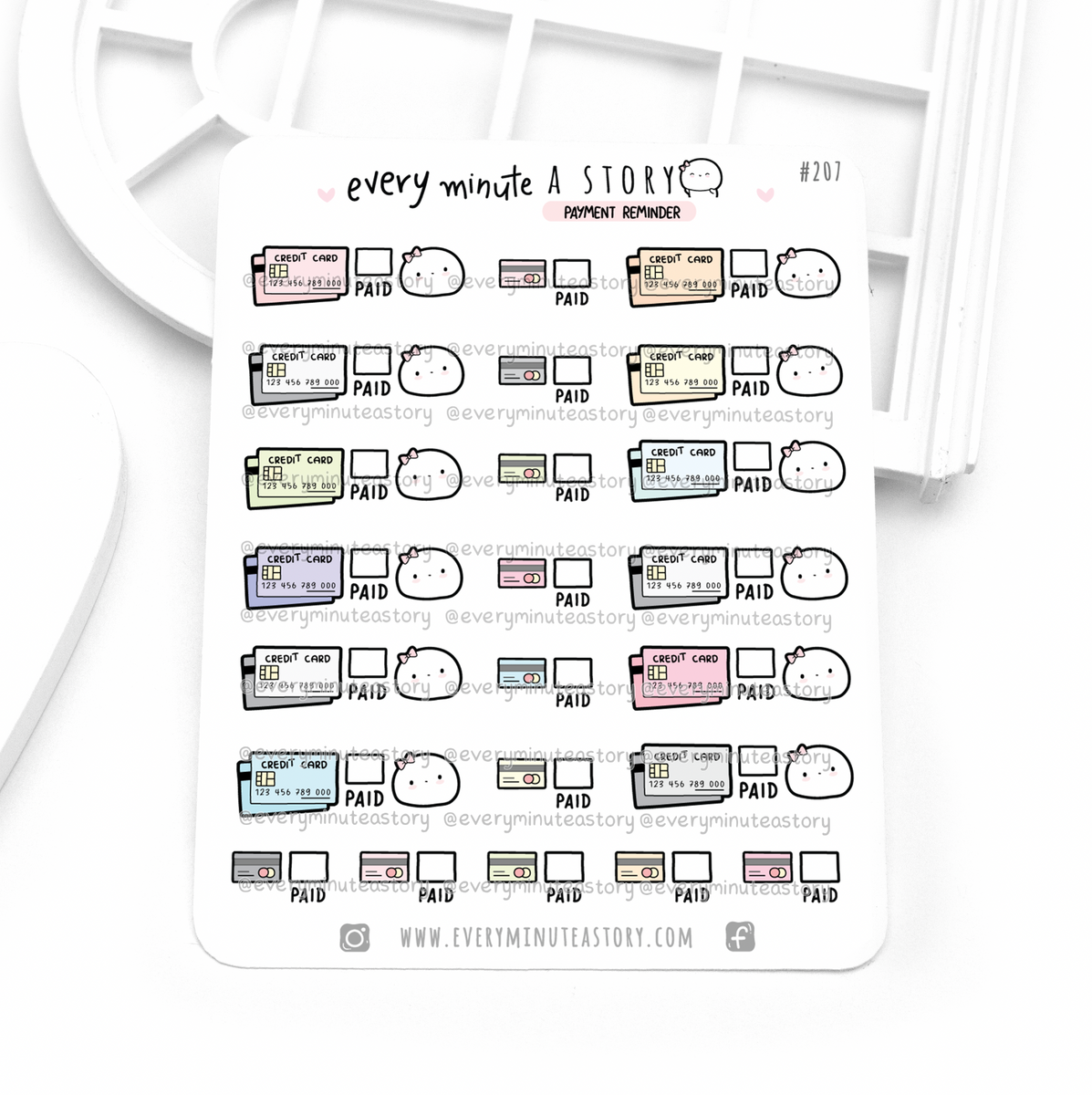 Credit card payment reminder stickers – Every Minute A Story