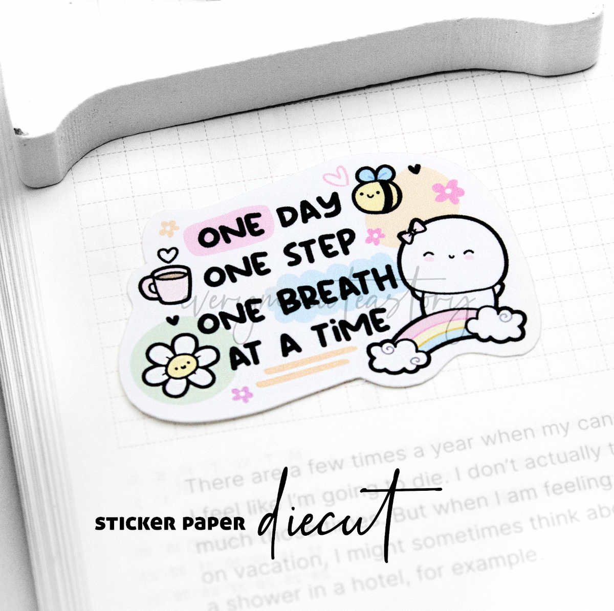 One day, one step- Beanie die cut on sticker paper – Every Minute A Story