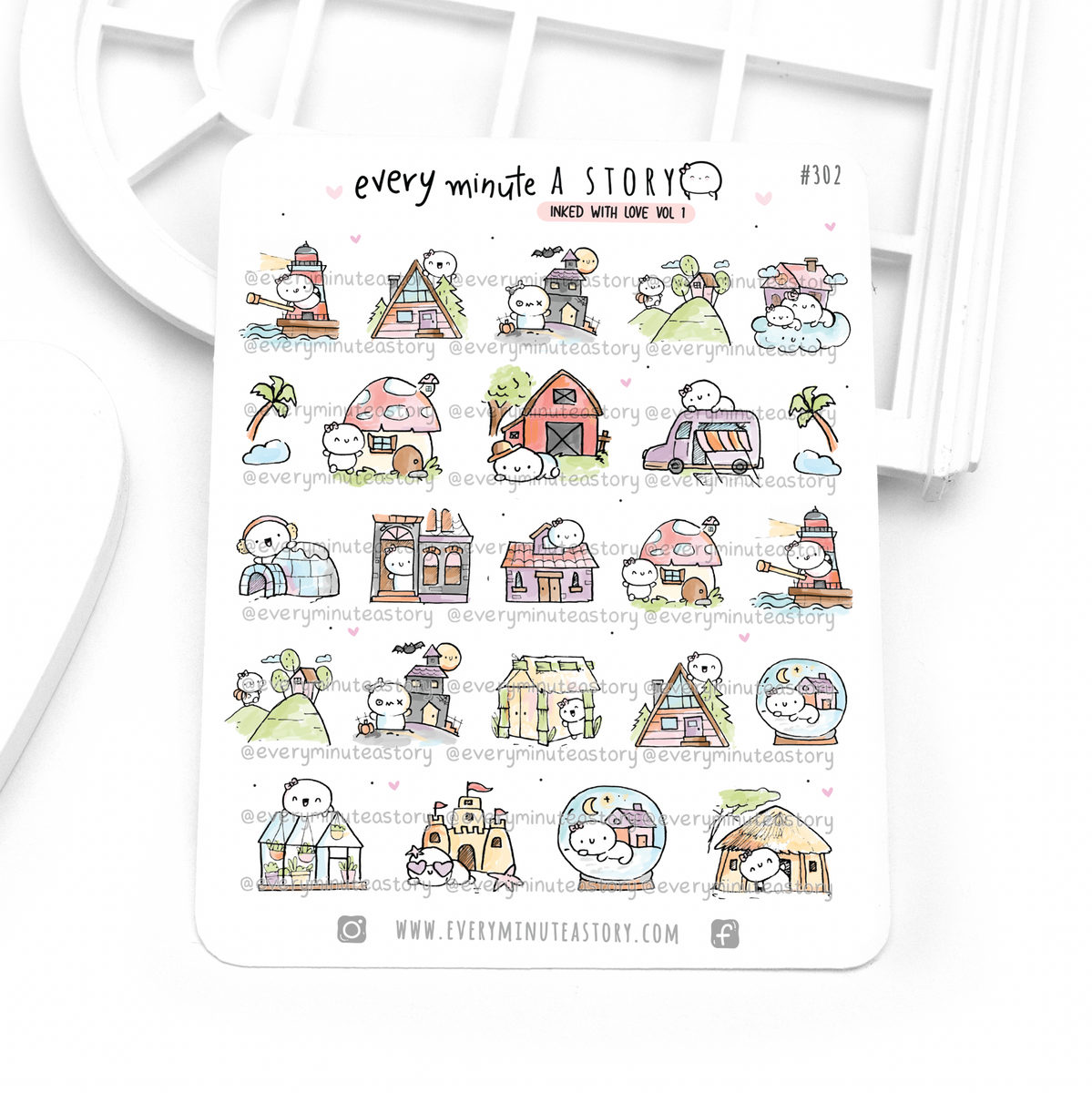 Houses Inktober 2024 vol.1 and vol.2 stickers – Every Minute A Story