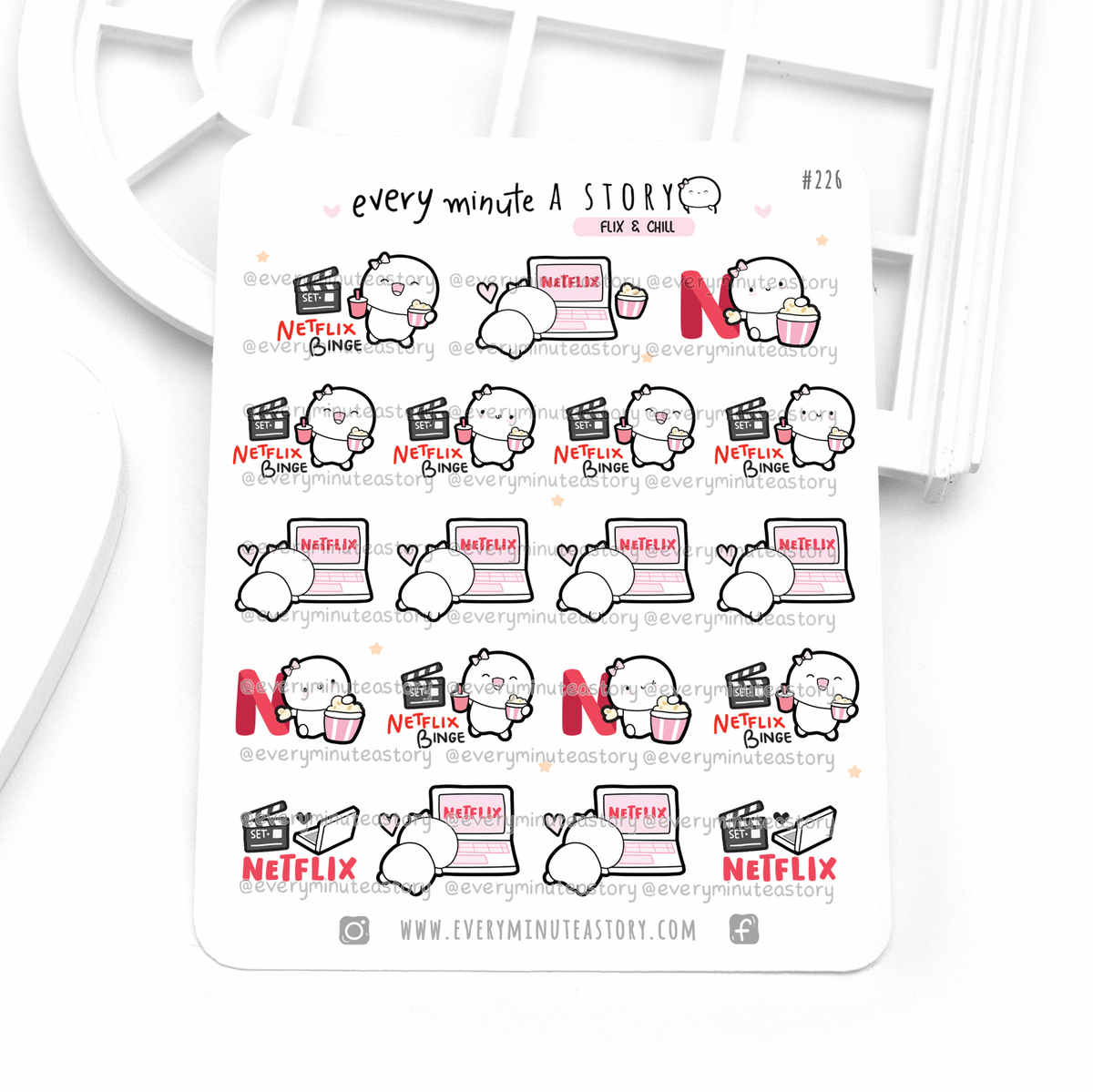 Netflix/binge watching stickers, movie, tv shows – Every Minute A Story