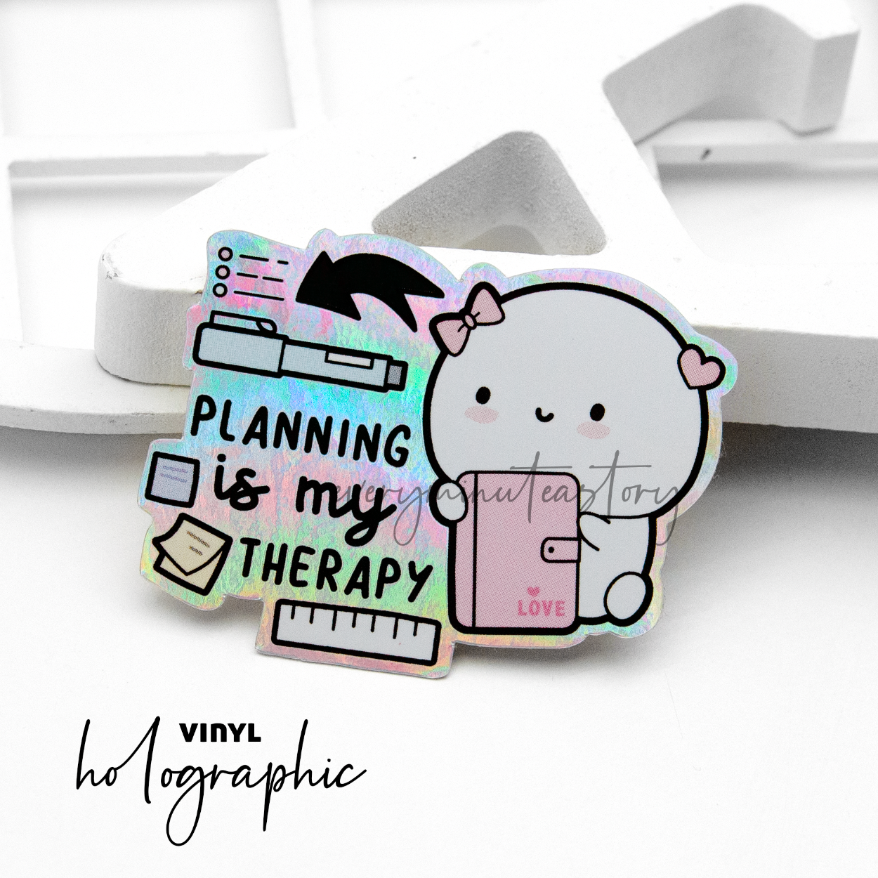 Planning is my therapy, Beanie holographic vinyl sticker -Limited Stoc ...