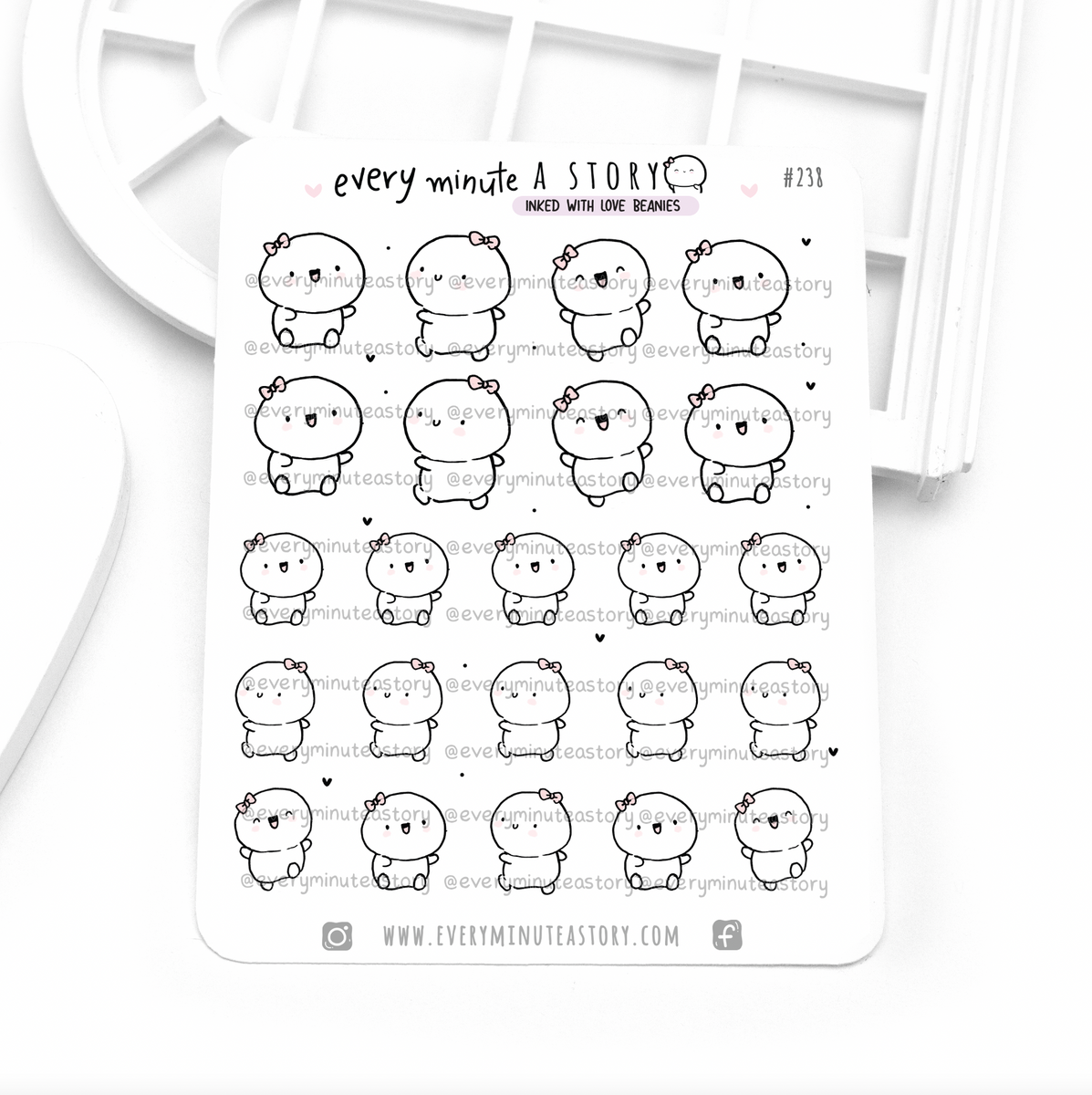 Just Beanies inktober stickers, hand sketched – Every Minute A Story