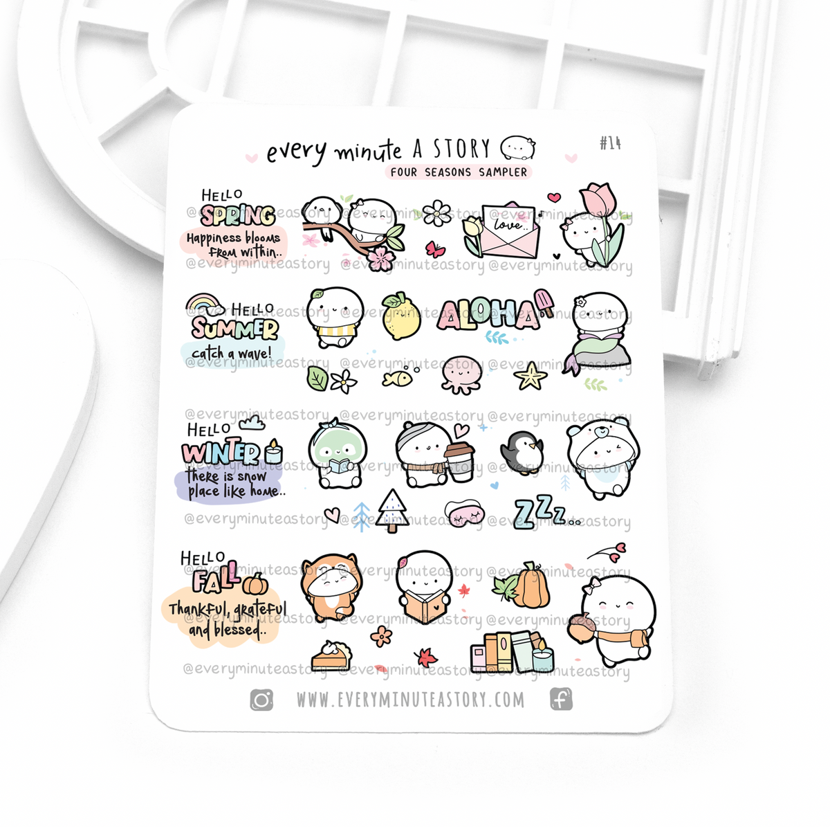 Four seasons sticker sampler, spring, summer, fall, winter – Every ...