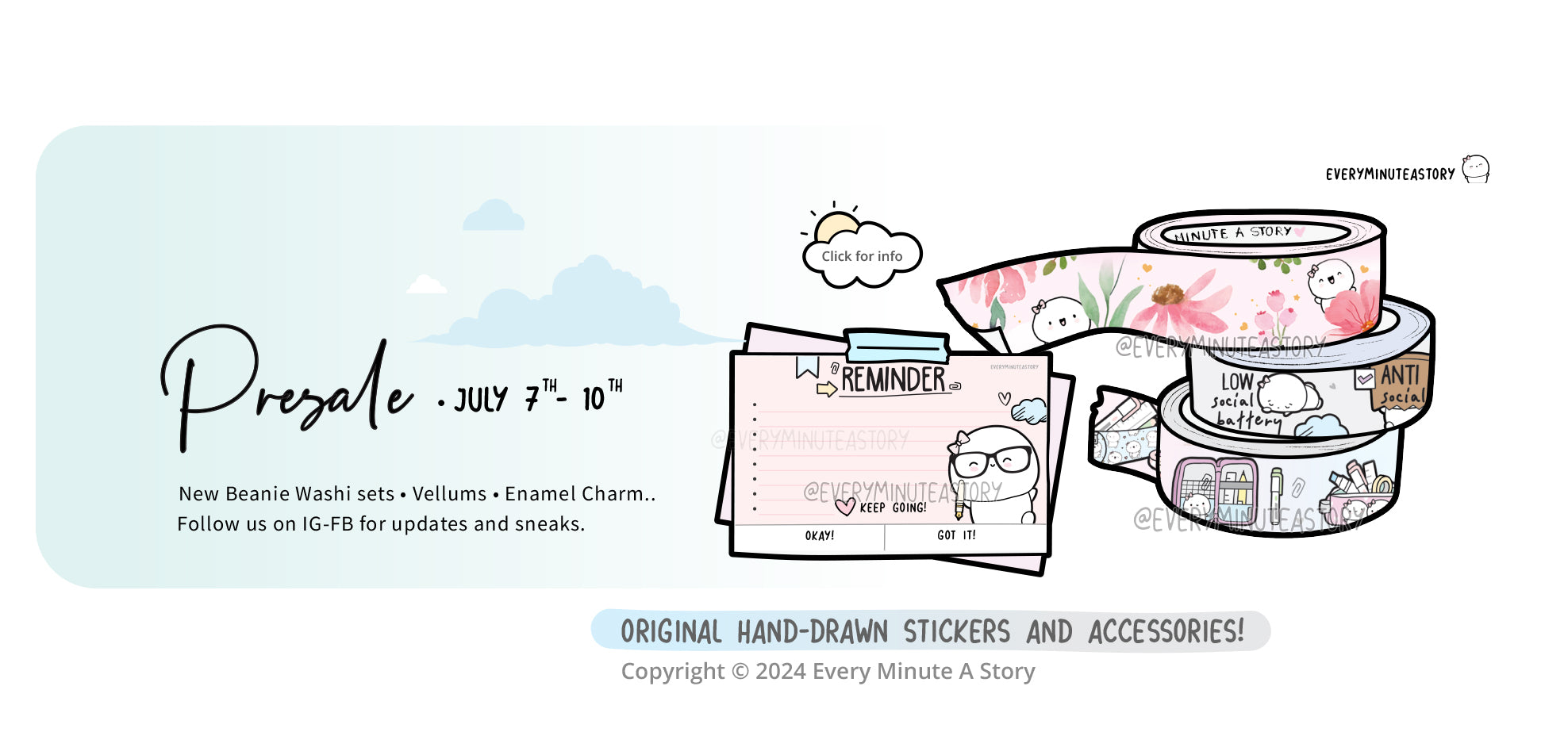 Cute Hand Drawn Stickers – Every Minute A Story