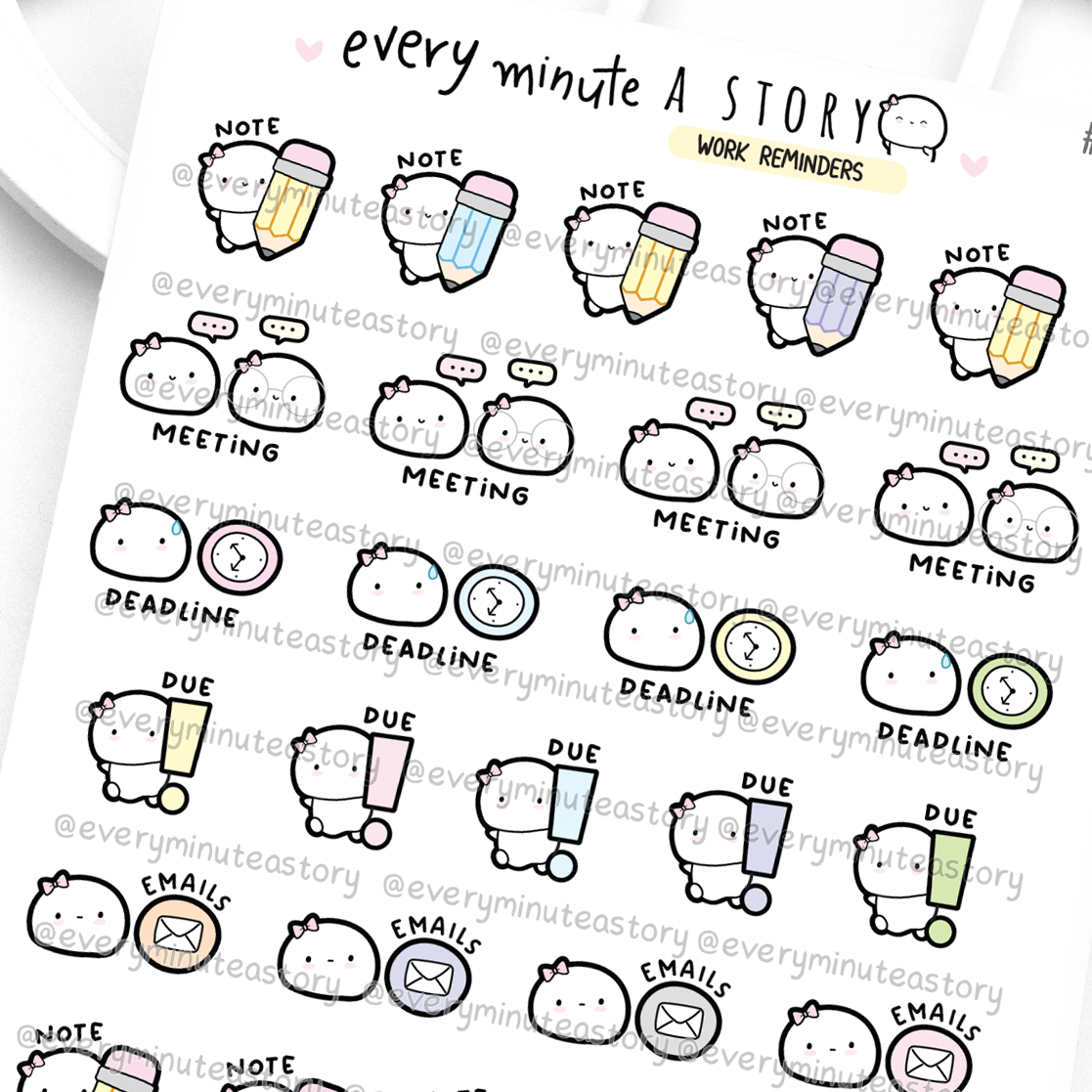 Work reminder stickers/icons, deadline, emails, meeting – Every Minute ...