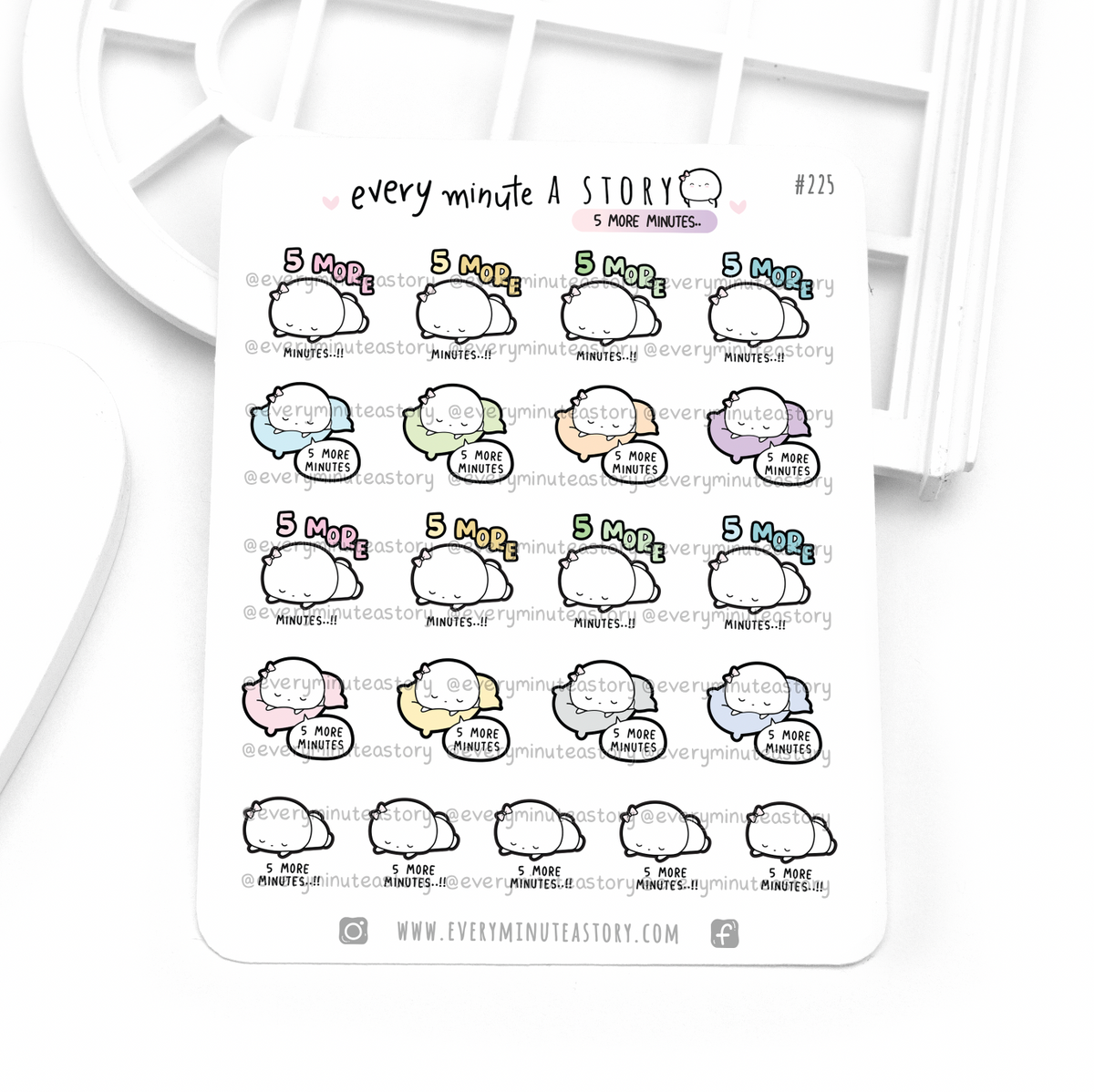 5 more minutes Beanie stickers, let me rest – Every Minute A Story
